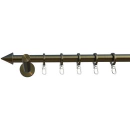 Gardinenstange Indeko, L:410cm &Oslash;:16mm, gold, Eisen, Wohnzimmer, Gardinenstangen, "Calais", Komplett-Set inkl. Ringen, Faltenlegehaken und