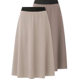 CR&Eacute;ATION L Damen Jerseyrock mit Kontrastbund dunkeltaupe + sesam Gr&ouml;&szlig;e 36