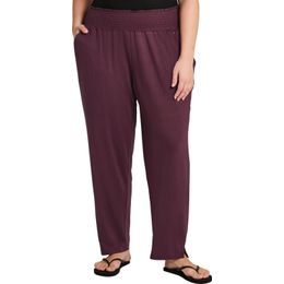 sheego Damen Schlupfhose mit breitem Smokbund, weite Form burgund Gr&ouml;&szlig;e 46