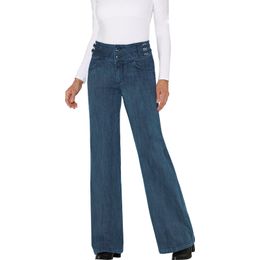 Heine Damen Bootcut-Jeans mit breitem Bund blue-stone-washed Gr&ouml;&szlig;e 38