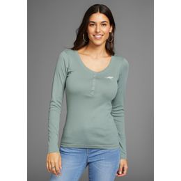 Kangaroos Damen Langarmshirt, grau, Basic, Gr. 32, unifarben, Rippware, Obermaterial: 100% Baumwolle, Shirts, figurbetonte Passform, h&uuml;ftlange