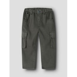 name it M&auml;dchen Cargohose "NMMBEN TAP CARGO TWI PANT 8950-PO NOOS", grau, Gr. 128, unifarben, washed, Twill, Obermaterial: 71% Lyocell, 20%