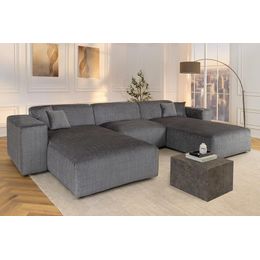 Riess Ambiente Moderne XXL Wohnlandschaft SIGNATUR 370cm grau Chenille Cremona U-Form Sofa inkl. Kissen Riess-Ambiente Wohnzimmer