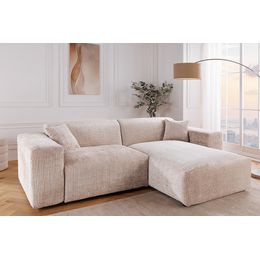 Riess Ambiente Modernes Ecksofa SIGNATUR 260cm beige Chenille Cremona beidseitig stellbar inkl. Kissen Riess-Ambiente L-Form Wohnzimmer