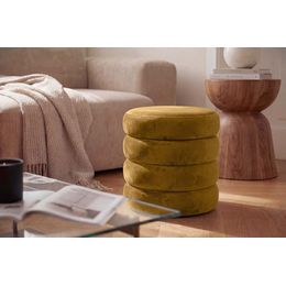 Riess Ambiente Runder Polsterhocker VOGUE 40cm senfgelb Samt mit Stauraum Riess-Ambiente Modern Skandinavisch