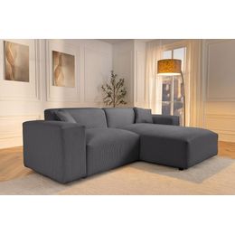 Riess Ambiente Modernes Ecksofa SIGNATUR 260cm anthrazit Cord beidseitig stellbar inkl. Kissen Riess-Ambiente L-Form Wohnzimmer
