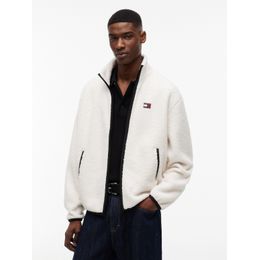 Tommy Jeans Herren Fleecejacke "TJM BADGE TEDDY", wei&szlig;, Gr. XL, Sweatware, Obermaterial: 100% Polyester, Jacken, Stehkragen, Teddyfleece, relaxed fit