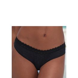 Vivance Damen Jazz-Pants-Slip, Gr. 48, schwarz, Spitze, Obermaterial: 83% Polyamid, 17% Elasthan, Unterhosen, aus Spitze mit Leo-Optik