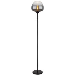 Globo LIGHTING Stehlampe "MAXY", 1, &Oslash; 29cm H: 165cm, 1 Stk., schwarz, Wohnzimmer, Leuchten, Stehleuchte schwarz matt, Rauchglas, Textilkabel, E27