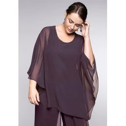 sheego Damen Longbluse, lila, Gr. 54, unifarben, 100% Polyester, Blusen