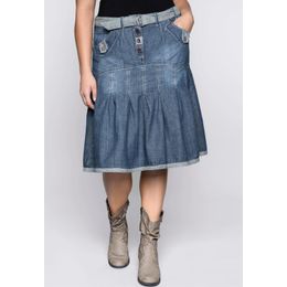 sheego by Joe Browns sheego Gro&szlig;e Gr&ouml;&szlig;en Jeansrock mit Falten, in A-Linie, blue denim, Gr&ouml;&szlig;e 48 - Damen