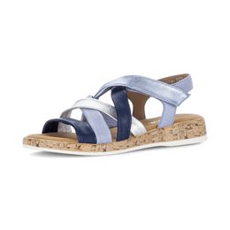 Gabor Damen Riemchensandale "Rhodos", Gr. 38, blau, Nappaleder, Schuhe, Sandalette, Sommerschuh im Kontrast-Look, G-Weite