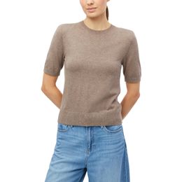 s.Oliver Damen Rundhalspullover, braun, Gr. 36, meliert, Strick, Obermaterial: 72% Viskose, 28% Polyester, Pullover, Halbarm Sommer-Strickpullover