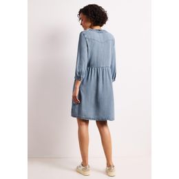 Street One Damen Tunikakleid, blau, Gr. 44, unifarben, Stoff, 100% Lyocell, Kleider, knielang