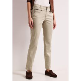 Street One Damen Stoffhose, beige, Gr. 40, unifarben, Web, 97% Baumwolle, 3% Elasthan, Hosen, aus Baumwolle mit Stretchanteil