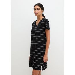 Marc O'Polo MARC O'POLO Damen Nachthemd "Mix N Match Cotton", Gr. S, schwarz-wei&szlig;, Single Jersey, Obermaterial: 100% Baumwolle, Kleider, mit V-Ausschnitt und