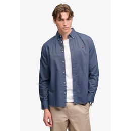 Superdry Herren Langarmhemd "PREPPY OXFORD L/S SHIRT", blau, Gr. XXL, gestreift, Web, Obermaterial: 100% Baumwolle, Hemden, Baumwolle, regular fit