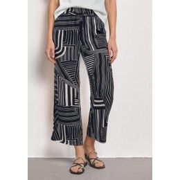 Street One Damen Stoffhose, schwarz-wei&szlig;, Gr. 32, gemustert, Stoff, 100% Viskose, Hosen, High Waist