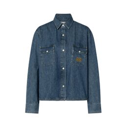 JOOP! JOOP Damen Jeansbluse "Ude", blau, Gr. L, unifarben, Denim/Jeans, Obermaterial: 100% Baumwolle, Blusen, Regular fit mit Hemdkragen und R&uuml;ckenfalte