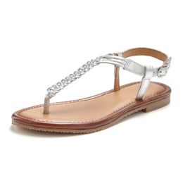 Vivance Damen Zehentrenner "Sandalette, Sommerschuh, Sandale, Ledersandale", Gr. 42silberfarben, Obermaterial: 100% Schafsleder. Decksohle: 100%