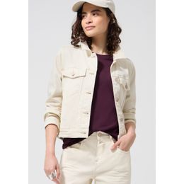 Damen Jeansjacke, beige, Gr. 42, STREET ONE STUDIO, unifarben, Jeans, 55% Baumwolle, 21% Polyester, 14% Lyocell, 9% Viskose, 1% Elasthan, Jacken, mit