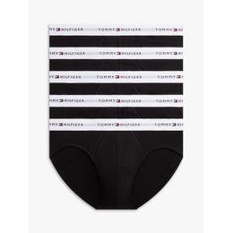 Herren Slip "5P BRIEF", Tommy Hilfiger Underwear, Gr. S, schwarz, Jersey, Obermaterial: 95% Baumwolle, 5% Elasthan, Unterhosen, mit kontrastfarbenem