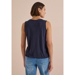 Cecil Damen Tr&auml;gertopurban dunkelblau, Gr. XL, unifarben, Web, 50% Baumwolle, 50% Modal, Tops, mit geschlitztem Rundhalsausschnitt