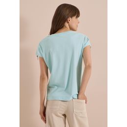 Cecil Damen T-Shirtcrystal mint, Gr. L, unifarben, Web, 100% Baumwolle, Shirts, mit gerafften &Auml;rmeln