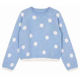 V&eacute;ro Moda VERO MODA Damen Rundhalspullover "VMLIV LS KNIT EXP EXP", blau, Gr. L, gepunktet, Strick, Obermaterial: 50% Polyacryl, 50% Polyester, Pullover,