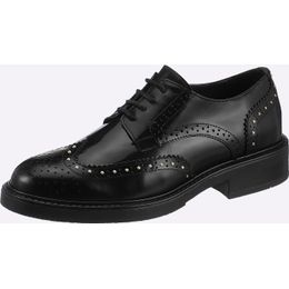 Heine Damen Schn&uuml;rschuh, Gr. 37, schwarz, Glattleder, Leder, Rindsleder, Schuhe