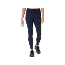 asics Damen Lauftights "asics CORE TIGHT", blau, Gr. M, Stoff, Obermaterial: 79% Polyester, 21% Elasthan, Hosen, Schnelltrocknend, Atmungsaktiv,