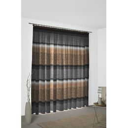 Vorhang WIRTH, B:132cm H:145cm, grau, Jacquard, Baumwolle, Polyester, Wohnzimmer, Gardinen, "Maribor"