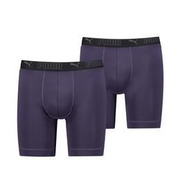 Puma Herren Langer Boxer "Puma MEN SPORT MICROFIBER LONG BOXERS 2P", Gr. S, lila, Jersey, Obermaterial: 88% Polyester, 12% Elasthan, Unterhosen, mit