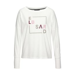 ELBSAND Damen Langarmshirt "Iruna"wei&szlig; bedruckt, Gr. XL, bedruckt, Jersey, Obermaterial: 50% Baumwolle, 50% Polyester, Shirts, mit Frontdruck,
