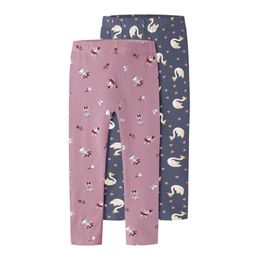 name it Leggings 'NMFVIVIAN' girl size 110 Navy / Mauve / Ruby red / White