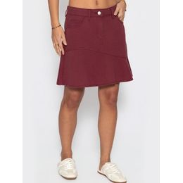 SASSYCLASSY Jeans Rock mit Volant in Burgundy | Gr.: 34