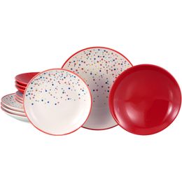 Creatable Teller-Set "Joy, Teller Set 12-tlg.", 12 Stk., bunt, Geschirr-Sets, Unregelm&auml;&szlig;ige bunte Punkte, Gute Laune Geschirr, Frisch, Freundlich