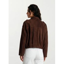Trueprodigy Damen Lederjacke "Naeko braune Wildlederjacke mit klassischem Hemdkragen", braun, Gr. XS, Obermaterial: 100% Schafsleder sheepskin.,