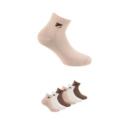 Fila Damen Kurzsocken "UNISEX QUARTER PLAIN SOCKS", Gr. 43, beige, Materialmix, Socken, mit Logo-Schriftzug