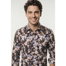 OLYMP Herren Businesshemd "Level Five body fit", blau, Gr. 39, bedruckt, Web, Obermaterial: 97% Baumwolle, 3% Elastolefin, Hemden, mit Allover-Print