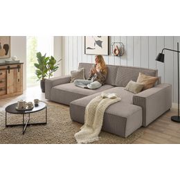 Ecksofa OTTO HOME, B:284cm H:90cm T:195cm, grau, 100% Polyester, Wohnzimmer, Sofas, "SHERWOOD XXL Cord 284, Big-Sofa L-Form, tiefe Sitzfl&auml;che 95 cm",