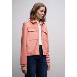 Street One Damen Lederimitatjacke, rosa, Gr. 44, unifarben, Stoff, 92% Polyester, 8% Elasthan, Jacken, in Velours-Optik
