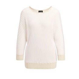 GOLDNER Damen Rundhalspullover "Kurzgr&ouml;&szlig;e Baumwollmix mit Fledermaus&auml;rmeln und Rippstruktur", beige, Gr. 18, Obermaterial: 55% Baumwolle CO. 45%