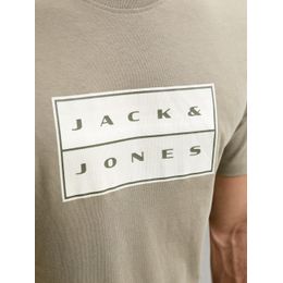 Jack & Jones PlusSize Herren T-Shirt "JCOFUSION BOX PRINT TEE SS CN PLS", beige, Gr. XXXL, JACK & JONES PLUSSIZE, bedruckt, Jersey, Obermaterial: 100% Baumwolle, Shirts,