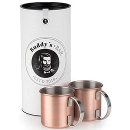 BUDDY'S Becher "Buddy ́s Bar", &Oslash; 9cm x 9cm, 450ml, 2 Stk., rosa, Trinkgef&auml;&szlig;e, Moscow Mule Becher, 450 ml, hochwertiger Edelstahl, Kupfer Antik
