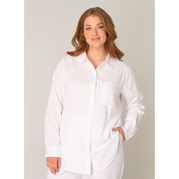 Damen Langarmbluse "Yaella", wei&szlig;, Gr. 58, Base Level Curvy, unifarben, Web, Obermaterial: 55% Leinen, 45% Viskose, Blusen, Gro&szlig;e Gr&ouml;&szlig;en