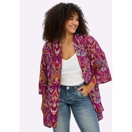Damen Blusenjackemagenta, lila, gemustert, Gr. 56, sheego by Joe Browns, 100% Viskose, Jacken