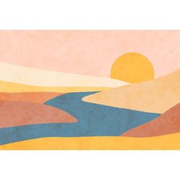 A.S. Cr&eacute;ation A.S. CR&Eacute;ATION Vliestapete "Landschaft-Tapete Rosa Gelb Blau Sonnenuntergang", B/L: 2,5m x 3,75m, Rollen: 1, bunt, Wohnzimmer, Tapeten