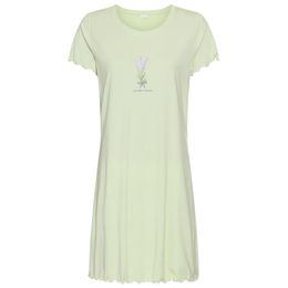 Lascana Damen Nachthemd, Gr. 36salbei, Single Jersey, Obermaterial: 50% Baumwolle, 50% Viskose, bedruckt, unifarben, Kleider