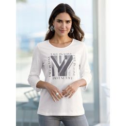 Classic Basics Damen 3/4-Arm-Shirt "3/4-Arm-Shirt", wei&szlig;, Gr. 44, bedruckt, gemustert, mehrfarbig, 100% Baumwolle, Shirts